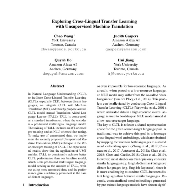 Exploring Cross-Lingual Transfer Learning with Unsupervised Machine Translation - ACL Anthology