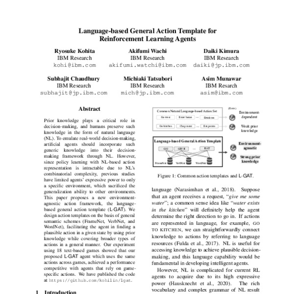 Language-based General Action Template for Reinforcement Learning Agents - ACL Anthology