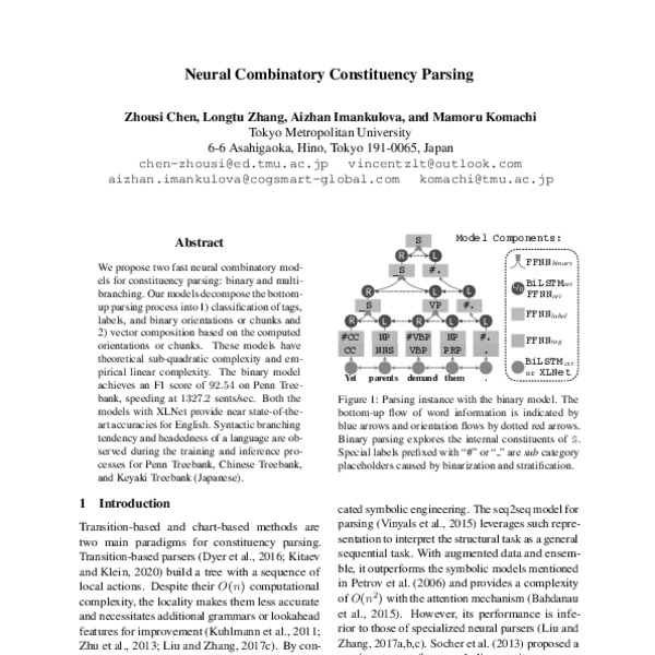 Neural Combinatory Constituency Parsing - ACL Anthology