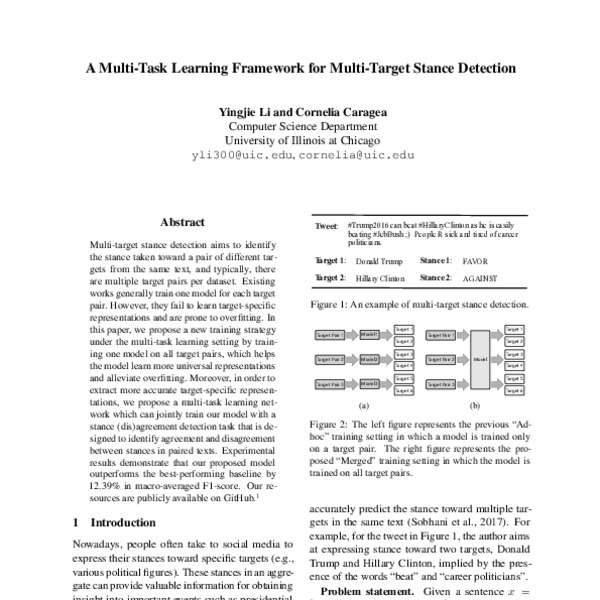 A Multi-Task Learning Framework for Multi-Target Stance Detection - ACL Anthology