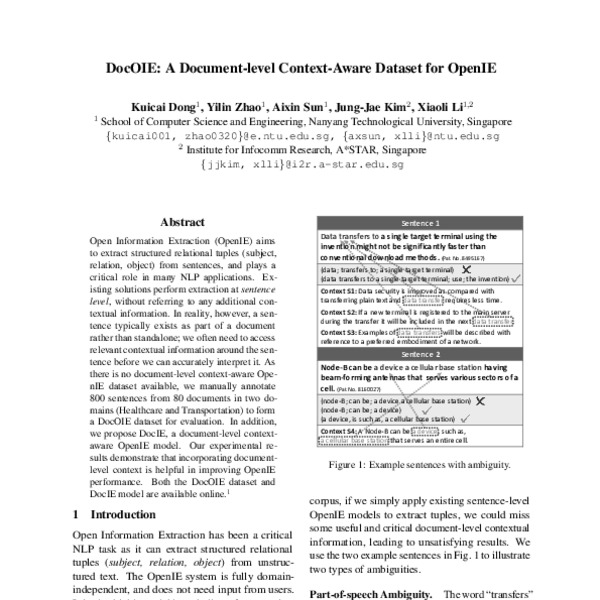 DocOIE: A Document-level Context-Aware Dataset for OpenIE - ACL Anthology