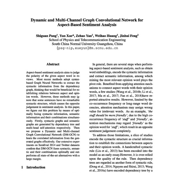 Dynamic and Multi-Channel Graph Convolutional Networks for Aspect-Based Sentiment Analysis - ACL ...