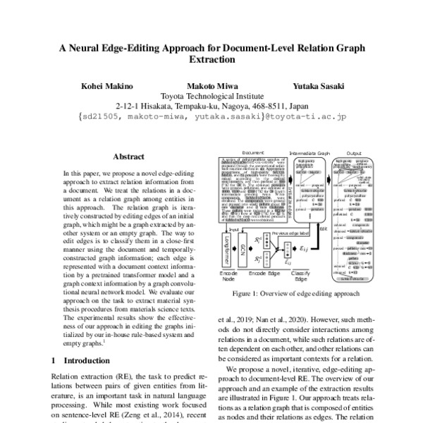 A Neural Edge-Editing Approach for Document-Level Relation Graph Extraction - ACL Anthology