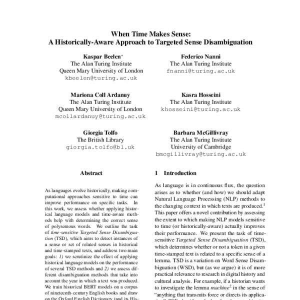 When Time Makes Sense: A Historically-Aware Approach to Targeted Sense ...