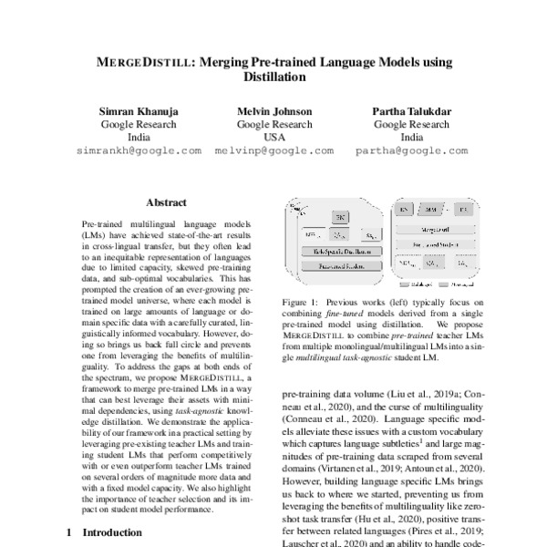 MergeDistill: Merging Language Models using Pre-trained Distillation ...