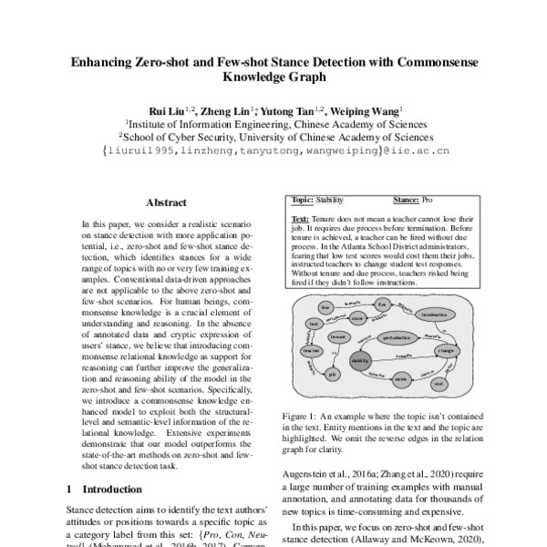 Enhancing Zero-shot and Few-shot Stance Detection with Commonsense ...