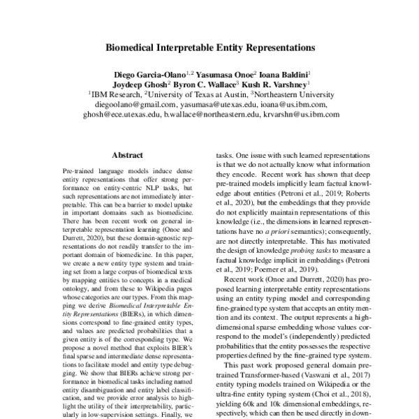 Biomedical Interpretable Entity Representations - ACL Anthology