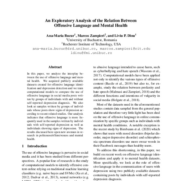 An Exploratory Analysis of the Relation between Offensive Language and ...