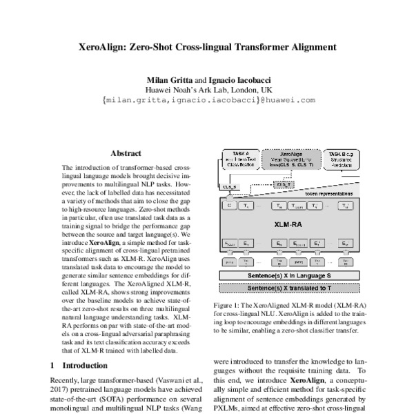 XeroAlign: Zero-shot cross-lingual transformer alignment - ACL Anthology