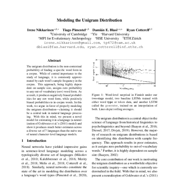 Modeling the Unigram Distribution - ACL Anthology
