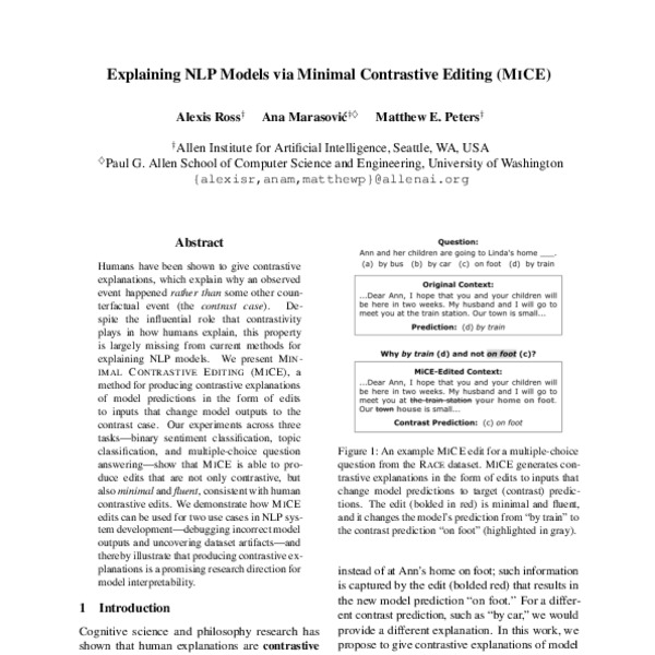 Explaining NLP Models via Minimal Contrastive Editing (MiCE) - ACL Anthology