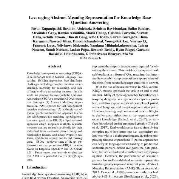 Leveraging Abstract Meaning Representation for Knowledge Base Question ...