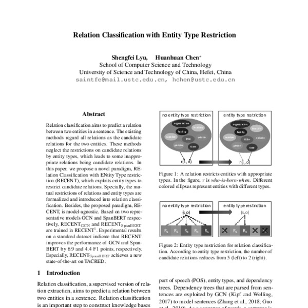 Relation Classification With Entity Type Restriction Acl Anthology