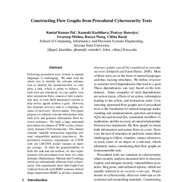 Constructing Flow Graphs From Procedural Cybersecurity Texts Acl Anthology