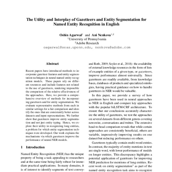 The Utility And Interplay Of Gazetteers And Entity Segmentation For Named Entity Recognition In