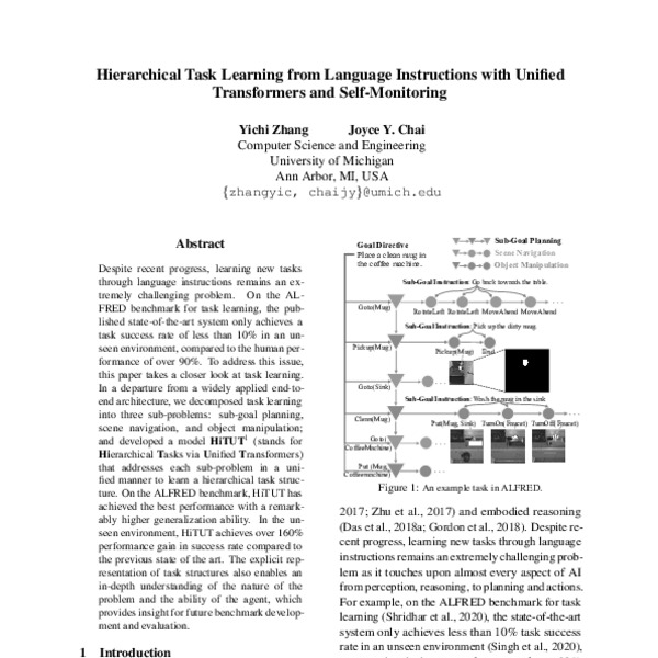 Hierarchical Task Learning from Language Instructions with Unified Transformers and Self ...