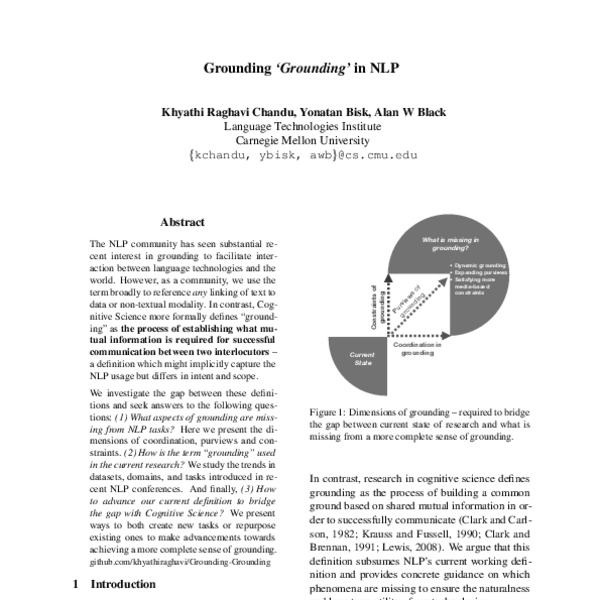 Grounding ‘Grounding’ in NLP - ACL Anthology