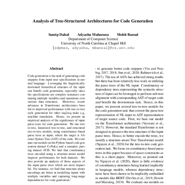 Analysis of Tree-Structured Architectures for Code Generation - ACL ...