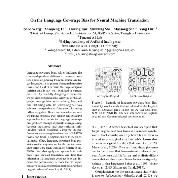 On the Language Coverage Bias for Neural Machine Translation - ACL Anthology