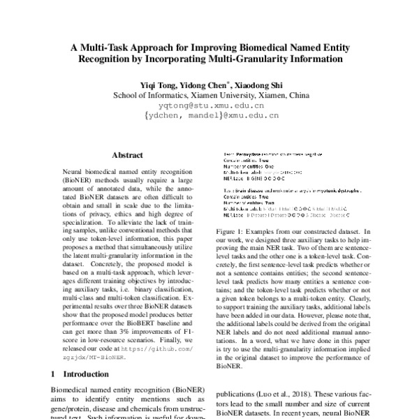 A Multi-Task Approach for Improving Biomedical Named Entity Recognition by Incorporating Multi ...