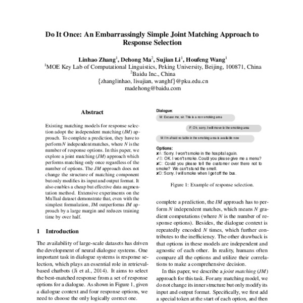 Do It Once: An Embarrassingly Simple Joint Matching Approach to ...