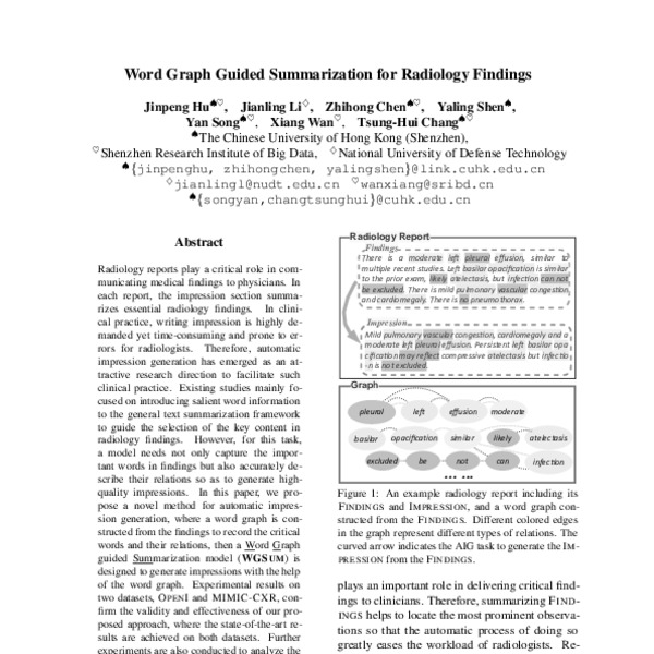 Word Graph Guided Summarization for Radiology Findings - ACL Anthology