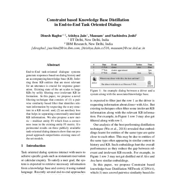 Constraint Based Knowledge Base Distillation In End To End Task Oriented Dialogs Acl Anthology