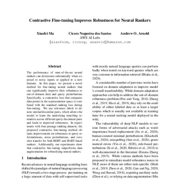 Contrastive Fine-tuning Improves Robustness for Neural Rankers - ACL Anthology