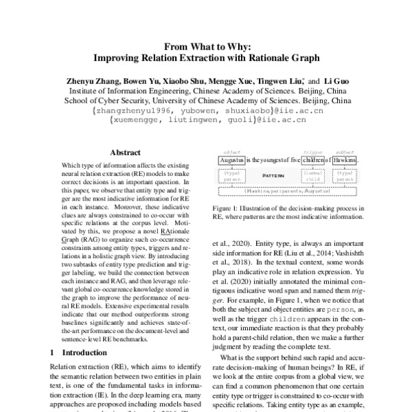 From What To Why Improving Relation Extraction With Rationale Graph Acl Anthology
