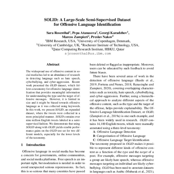SOLID: A Large-Scale Semi-Supervised Dataset for Offensive Language ...
