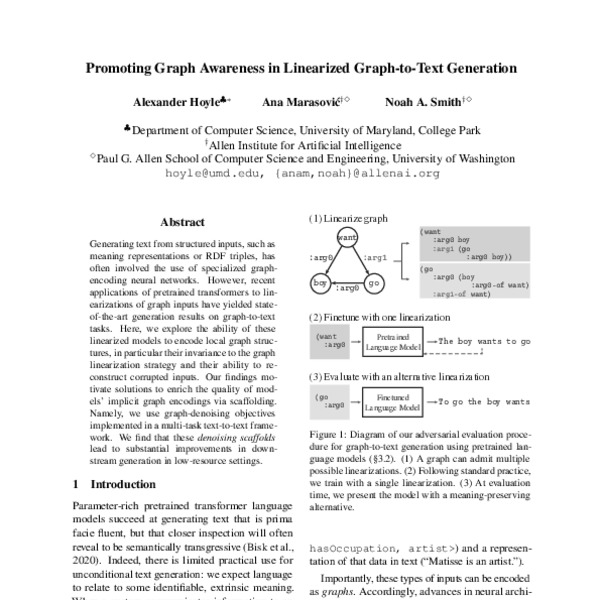 Promoting Graph Awareness In Linearized Graph To Text Generation Acl