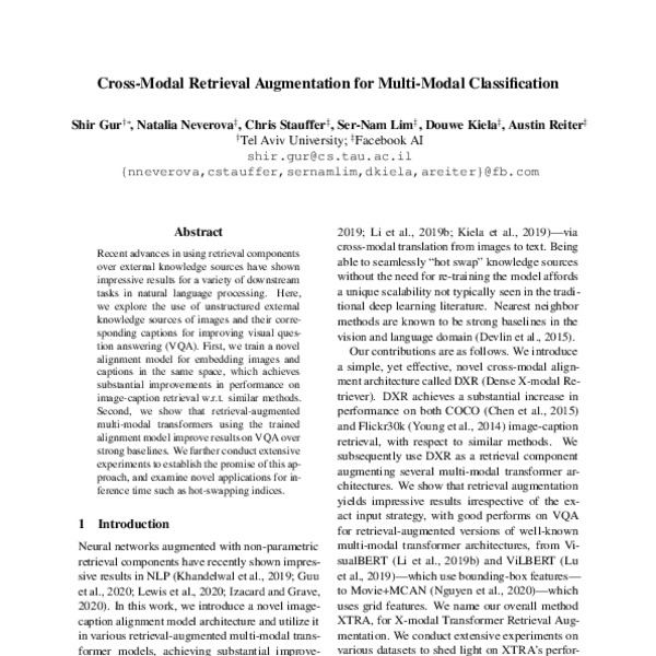 Cross Modal Retrieval Augmentation For Multi Modal Classification Acl