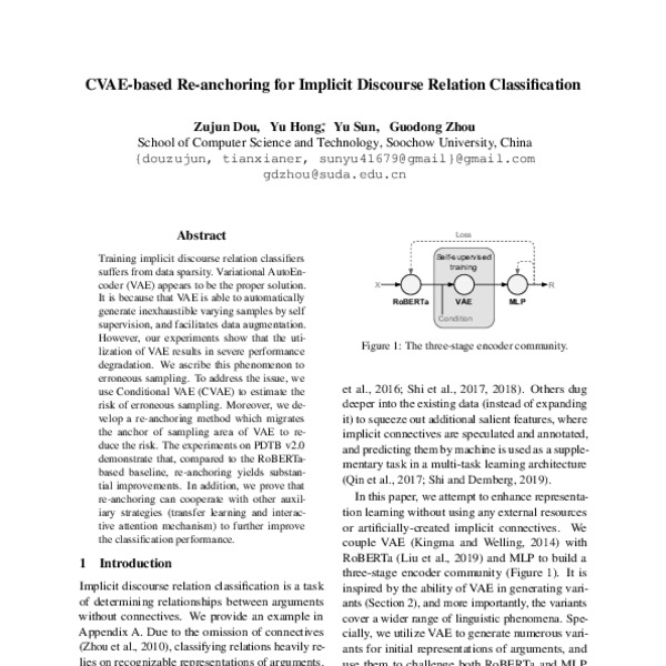 CVAE-based Re-anchoring for Implicit Discourse Relation Classification - ACL Anthology