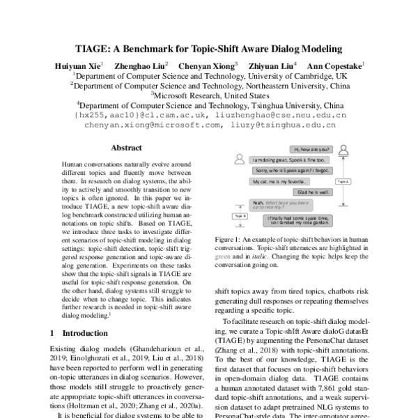 TIAGE: A Benchmark for Topic-Shift Aware Dialog Modeling - ACL Anthology