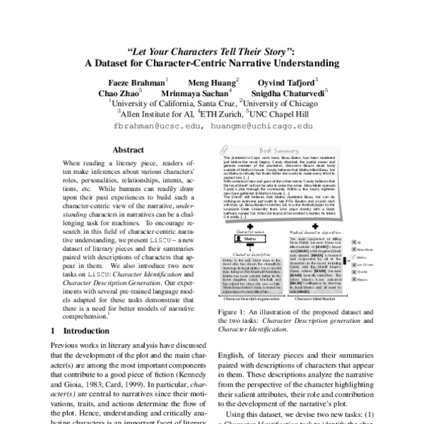 “Let Your Characters Tell Their Story”: A Dataset for Character-Centric ...