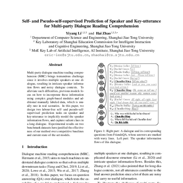 Self- and Pseudo-self-supervised Prediction of Speaker and Key ...