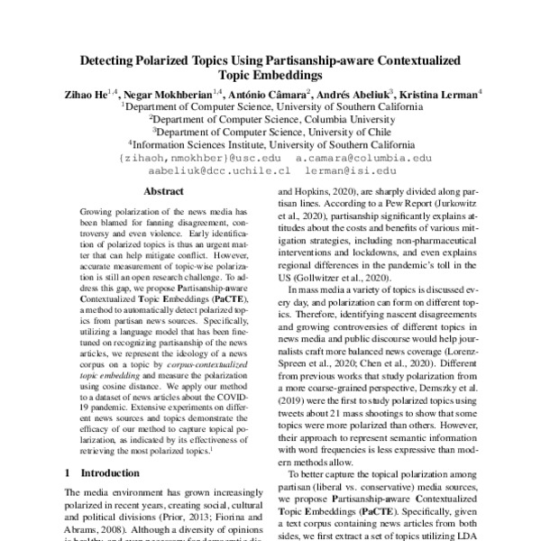 Detecting Polarized Topics Using Partisanship-aware Contextualized ...