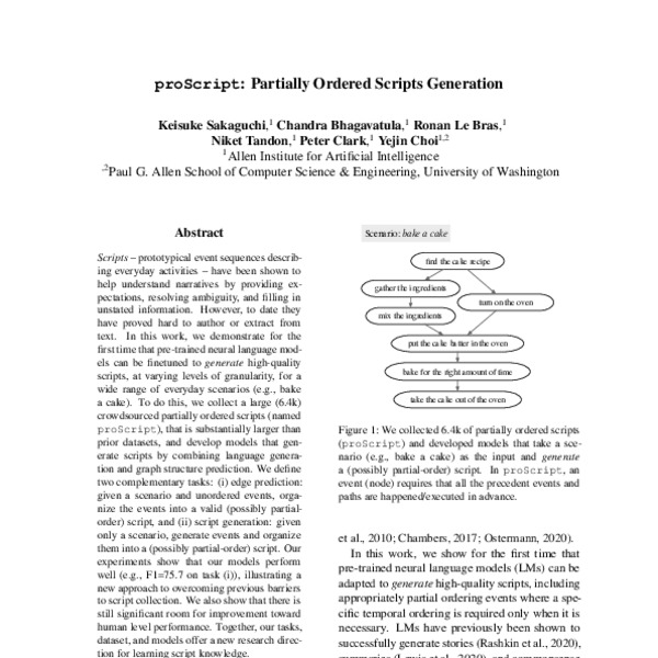 proScript: Partially Ordered Scripts Generation - ACL Anthology