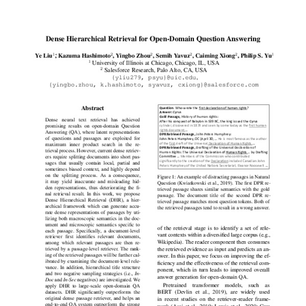 Dense Hierarchical Retrieval for Open-domain Question Answering - ACL Anthology