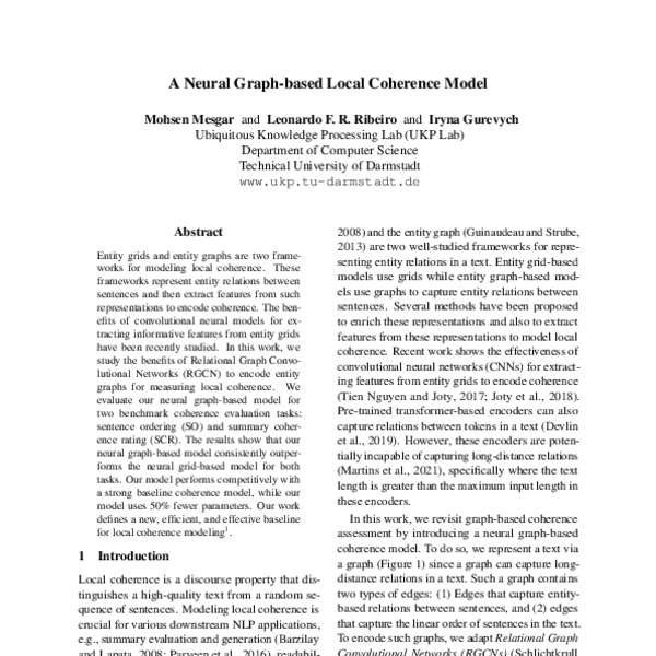 A Neural Graph-based Local Coherence Model - ACL Anthology