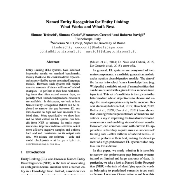 Named Entity Recognition For Entity Linking What Works And Whats Next Acl Anthology