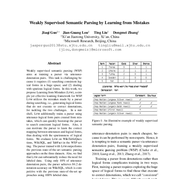 Weakly Supervised Semantic Parsing by Learning from Mistakes - ACL Anthology