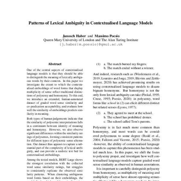 Patterns of Polysemy and Homonymy in Contextualised Language Models ...