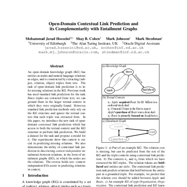 Open-Domain Contextual Link Prediction and its Complementarity with Entailment Graphs - ACL ...