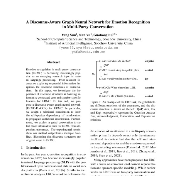 A Discourse Aware Graph Neural Network For Emotion Recognition In Multi Party Conversation Acl