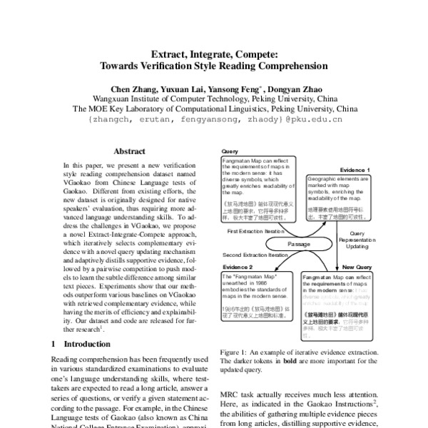 Extract, Integrate, Compete: Towards Verification Style Reading Comprehension - ACL Anthology