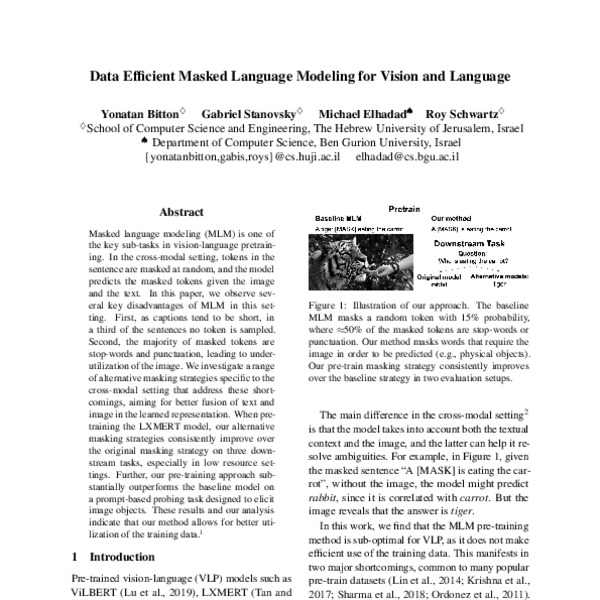 Data Efficient Masked Language Modeling for Vision and Language - ACL Anthology