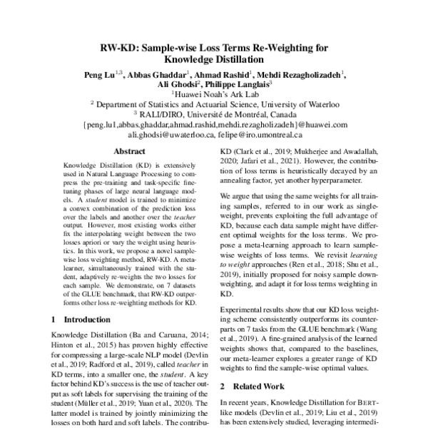 RW-KD: Sample-wise Loss Terms Re-Weighting for Knowledge Distillation ...