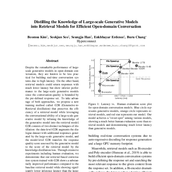 Distilling the Knowledge of Large-scale Generative Models into Retrieval Models for Efficient ...