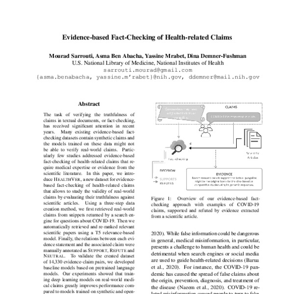 Evidence-based Fact-Checking of Health-related Claims - ACL Anthology